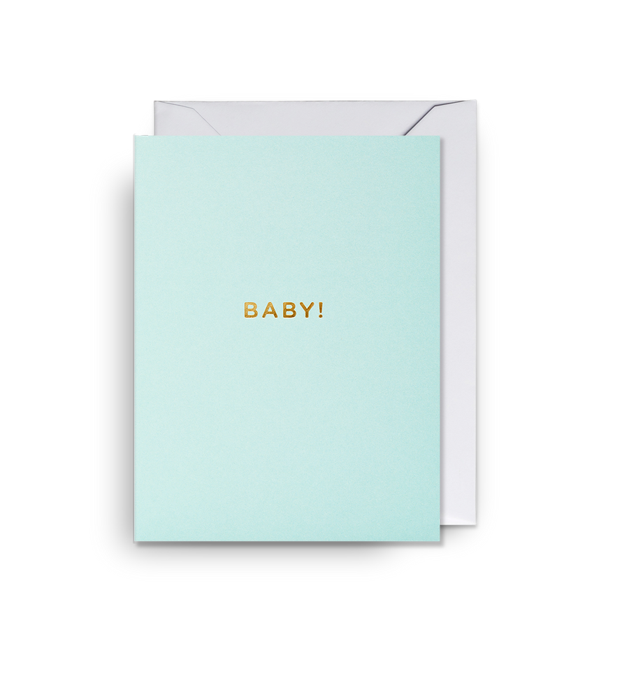 Aqua Baby Card with Gold Foil Text – Little Earth Nest