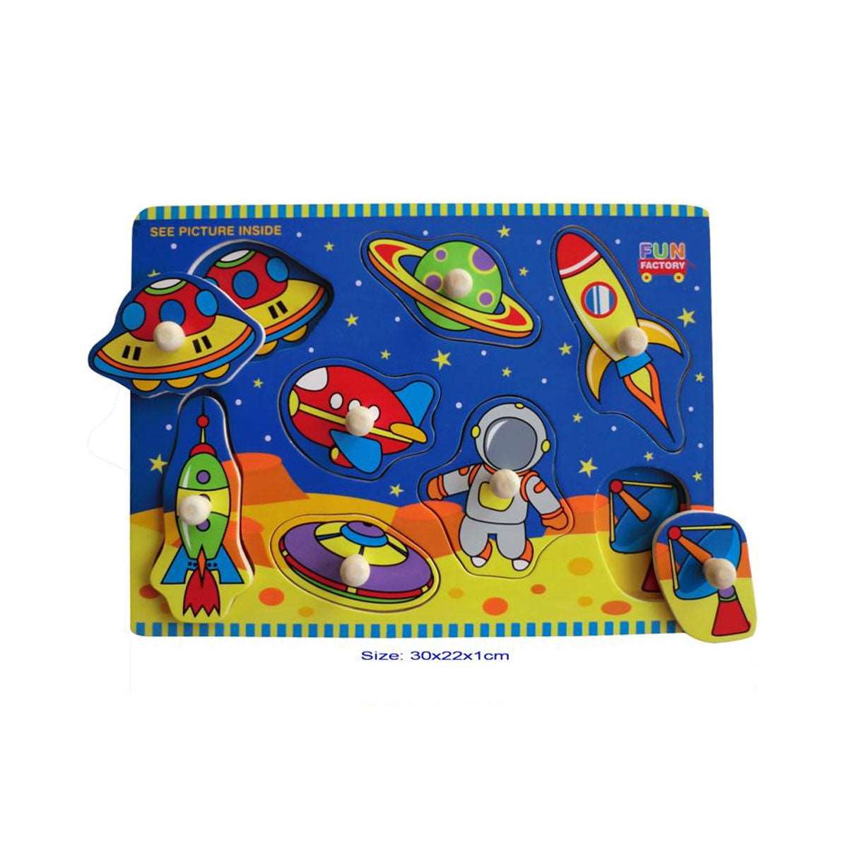 Fun Factory Wooden Space Puzzle with Knobs – Little Earth Nest
