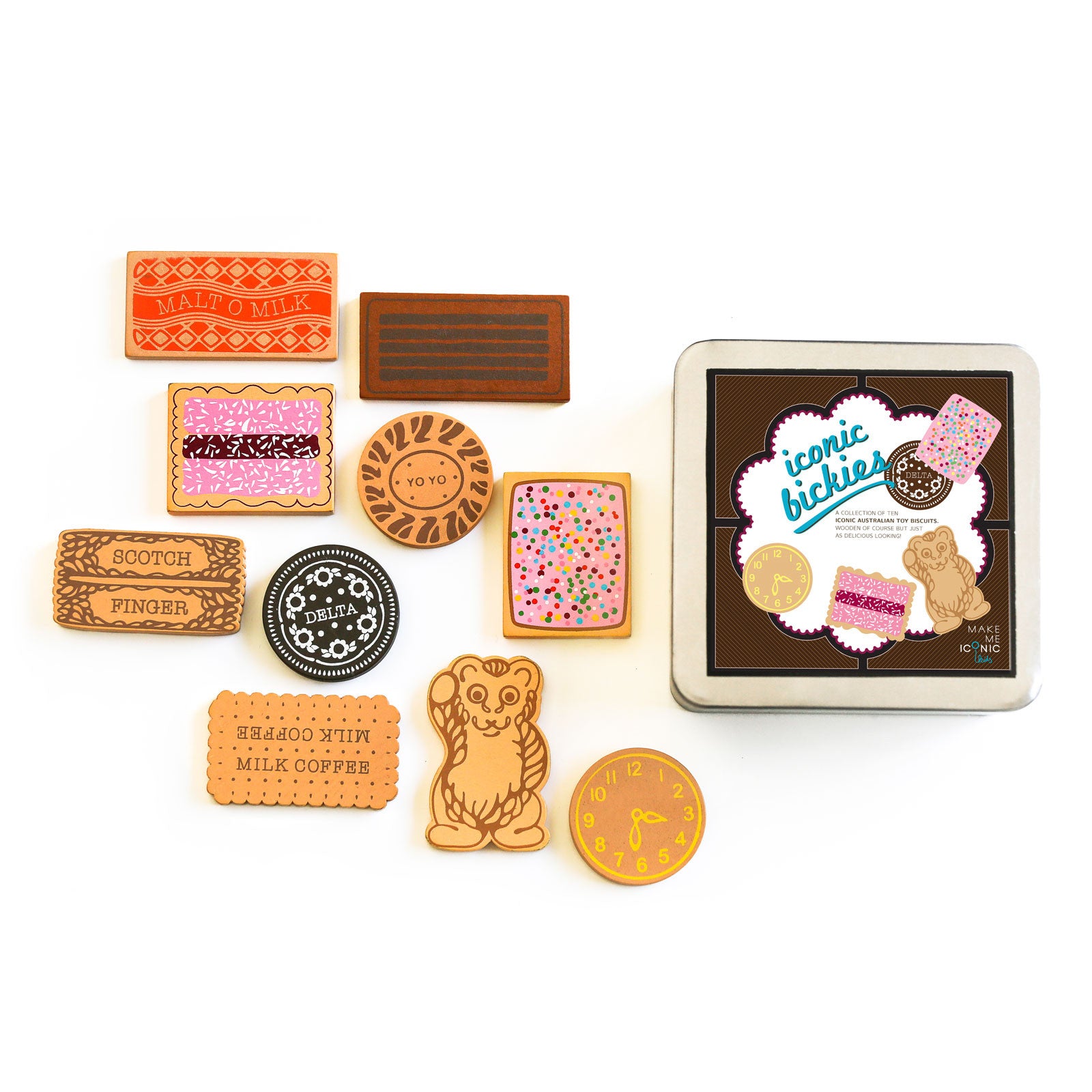 Make Me Iconic Bickies - Wooden Biscuits - Little Earth Nest